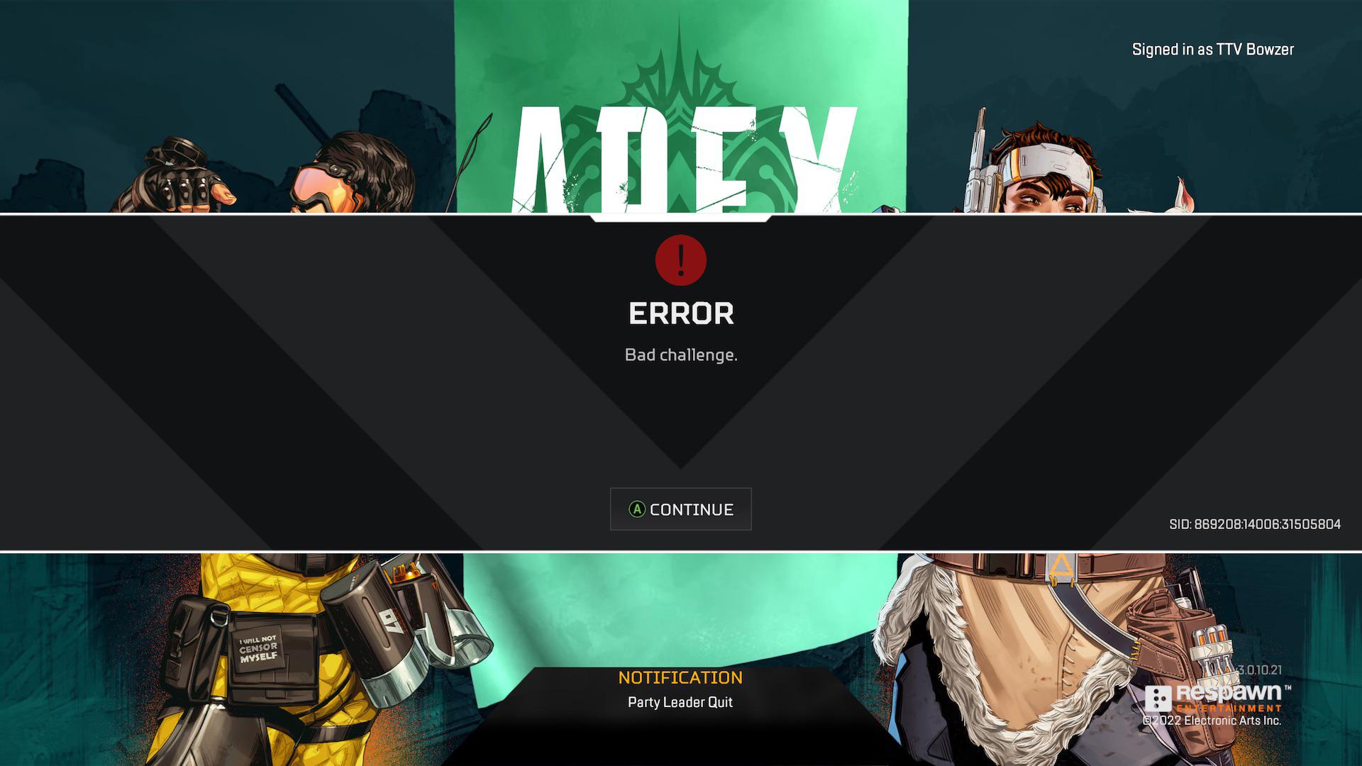 【Apex】謎のエラー「Bad challenge」で落とされるんだが分かる人いる？ ←原因は･･･｜Apex Legendsまとめ速報 ...